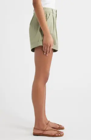 DÔEN Declan Pleated Cotton Shorts