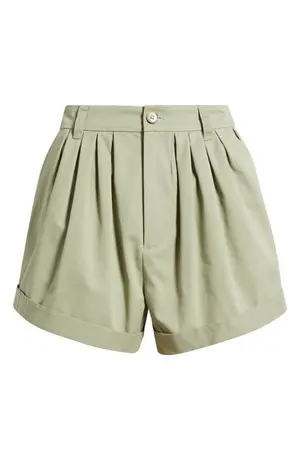 DÔEN Declan Pleated Cotton Shorts