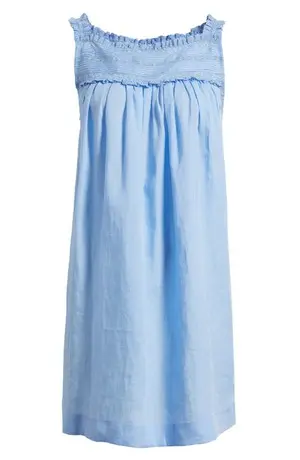 DÔEN Bea Pleat & Lace Detail Ramie Mini Dress
