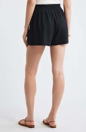Treasure & Bond Beaded Tassel Linen Blend Shorts - Black