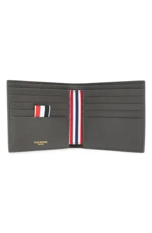 Thom Browne Pebbled Leather Bifold Wallet - Dark Grey
