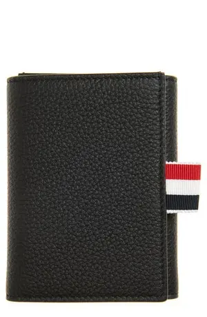 Thom Browne Snap Soft Pebble Leather Trifold Wallet - Black