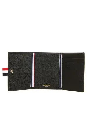 Thom Browne Snap Soft Pebble Leather Trifold Wallet - Black
