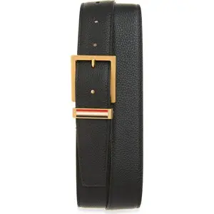Thom Browne Metal Loop Belt In Soft Pebbled Leather - Black