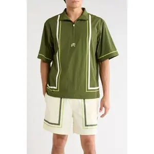 MALBON Playa Short Sleeve Half Zip Popover Windshirt - Chive