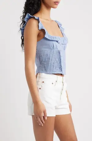 PETAL & PUP Dervla Pintuck Ruffle Tank