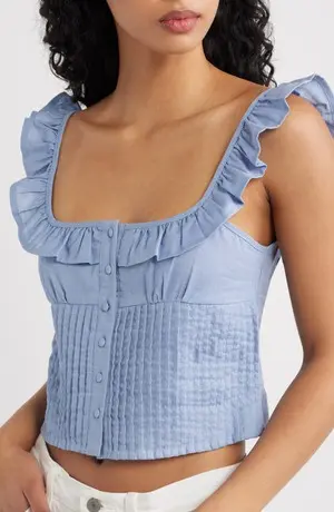 PETAL & PUP Dervla Pintuck Ruffle Tank