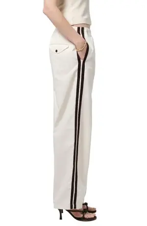 Citizens Of Humanity Aurora Cotton & Linen Track Pants With Side Stripes - Cream
