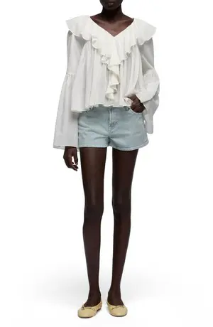 7 For All Mankind Low Rise Striped Denim Shorts