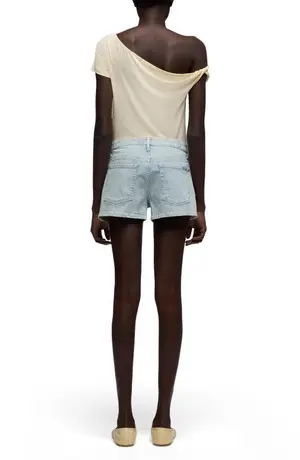 7 For All Mankind Low Rise Striped Denim Shorts