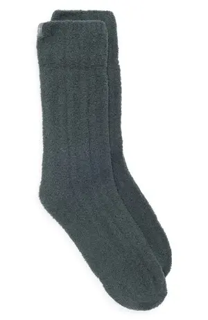 Barefoot Dreams Cozychic Pointelle Crew Socks - Deep Juniper
