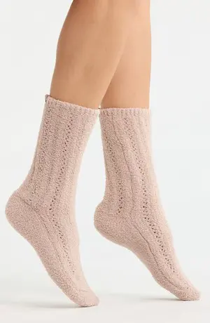 Barefoot Dreams Cozychic Pointelle Crew Socks - Willow