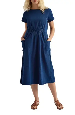SEASALT CORNWALL Haneth Organic Cotton Midi Dress - Mid Wash