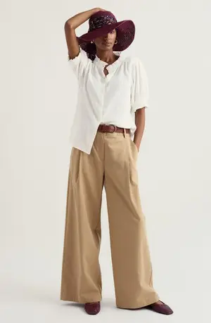 SEASALT CORNWALL Organic Cotton Button-up Top With Ruffle Trim