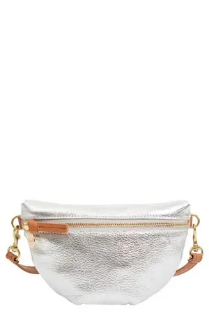 Clare V. Petit Metallic Leather Belt Bag - Silver