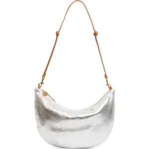 Clare V. Lune Metallic Leather Shoulder Bag - Silver