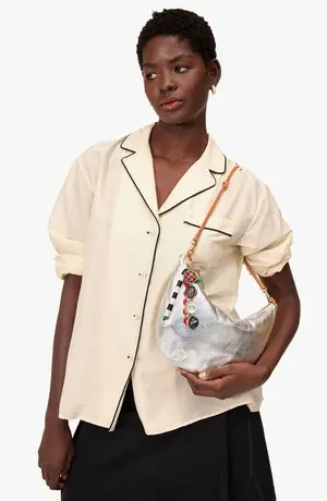 Clare V. Lune Metallic Leather Shoulder Bag