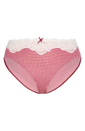 SAVAGE X FENTY Swirly Girly Hipster Briefs - Dapper Red Check Effect Print