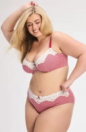 SAVAGE X FENTY Swirly Girly Hipster Briefs - Dapper Red Check Effect Print