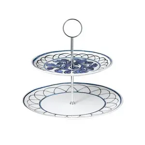 Twig New York Heritage Blue Bird 2 Tiered Cake Stand