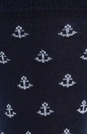 Nordstrom Anchor Pattern Cotton Blend Dress Socks - Navy