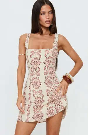 Princess Polly Sleeveless Printed Mini Dress With Back Tie