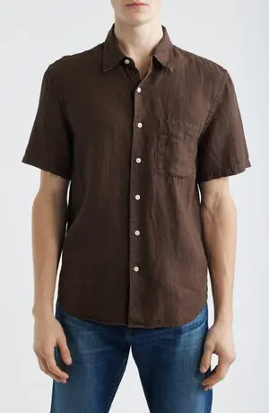 Madewell Short Sleeve Linen Shirt - Chocolate