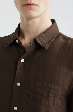 Madewell Short Sleeve Linen Shirt - Chocolate
