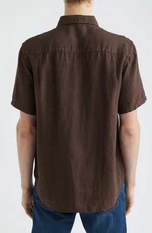 Madewell Short Sleeve Linen Shirt - Chocolate