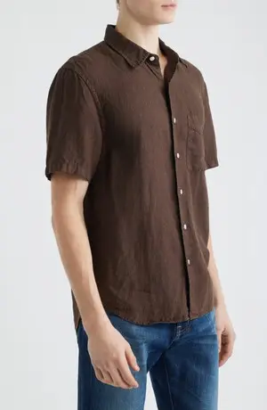 Madewell Short Sleeve Linen Shirt - Chocolate