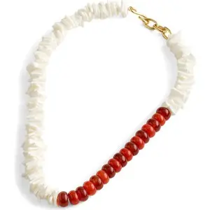 Madewell Semiprecious Puka Shell Beaded Choker Necklace - Antique Gold