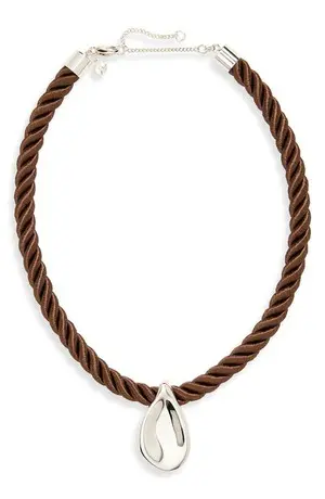 Madewell Droplet Pendant Cord Necklace - Warm Silver