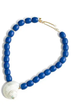 Madewell Shell Oversized Beaded Choker Necklace - Lapis