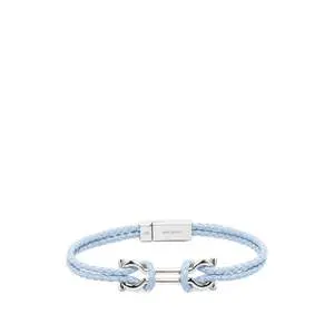 FERRAGAMO Ferragamo Gancini Braided Leather Bracelet Silver