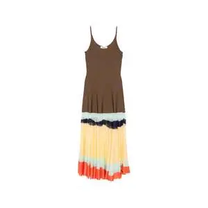 Fendi Day Dress With Horizontal Stripes - Brown