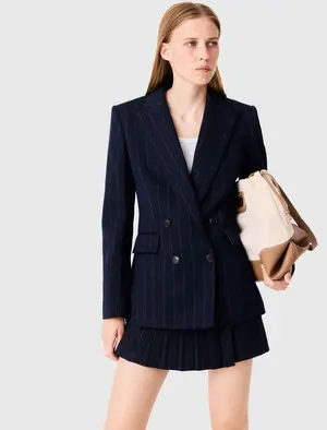 Maje Double-breasted Pinstripe Suit Jacket