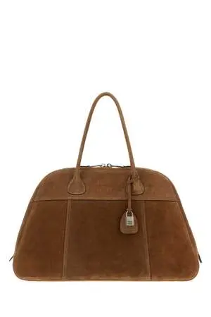 Miu Miu Suede Shopping Bag With Silver Metal Finishing - Brown