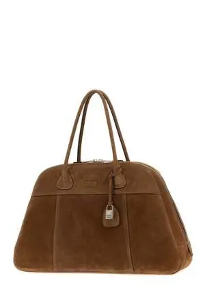 Miu Miu Suede Shopping Bag With Silver Metal Finishing