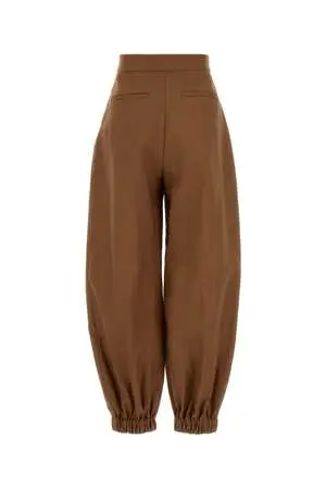 Fendi Brick Linen Blend Wide-leg Pant - Red