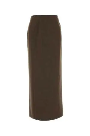 JIL SANDER Stretch Wool Blend Skirt - Brown