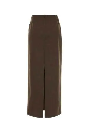 JIL SANDER Stretch Wool Blend Skirt - Brown