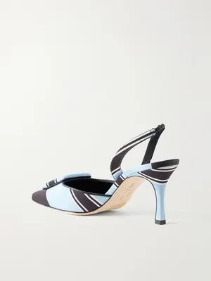 Manolo Blahnik Emilia Wickstead Maysli 70 Striped Grosgrain Slingback Pumps - Blue