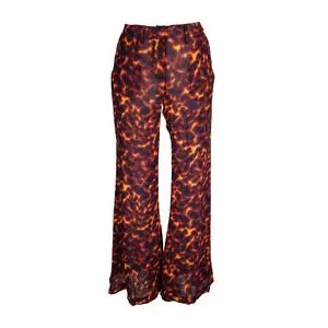JENNAFER GRACE Tortoise Print Flared Trousers - Orange/black