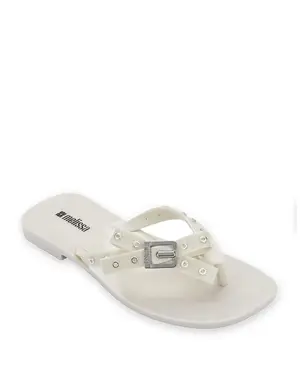 Melissa Harmonic Squared Flip Flop Sandals - Beige