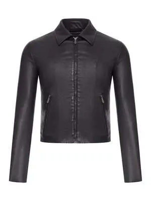 Gucci Washed Stretch Nappa Leather Zip-up Jacket - Black