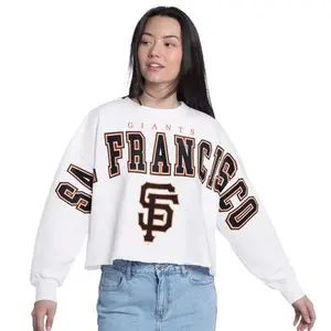 G-III 4HER BY CARL BANKS San Francisco Giants Bleachers Cropped Pullover Sweatshirt - White