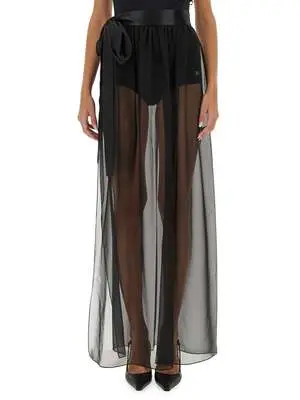 Dolce & Gabbana Silk Chiffon Maxi Skirt - Black
