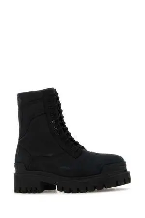 Balenciaga Canvas Combat Ankle Boots - Black