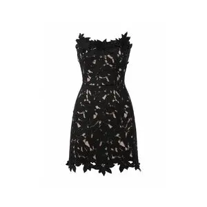 CURATED ROW Edena Floral Lace Mini Dress - Black