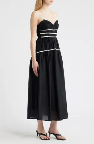 Moon River Shirred Tiered Midi Sundress